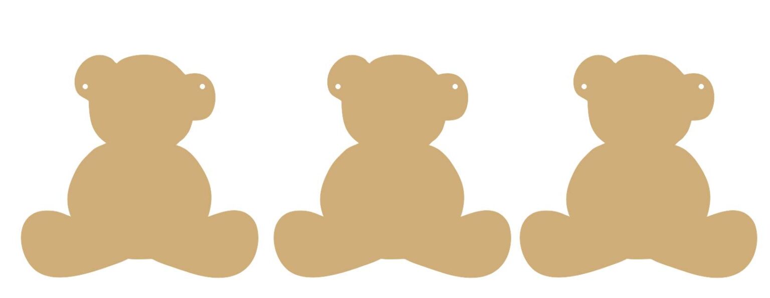 3mm MDF Teddy Bear bunting (pack of 10)